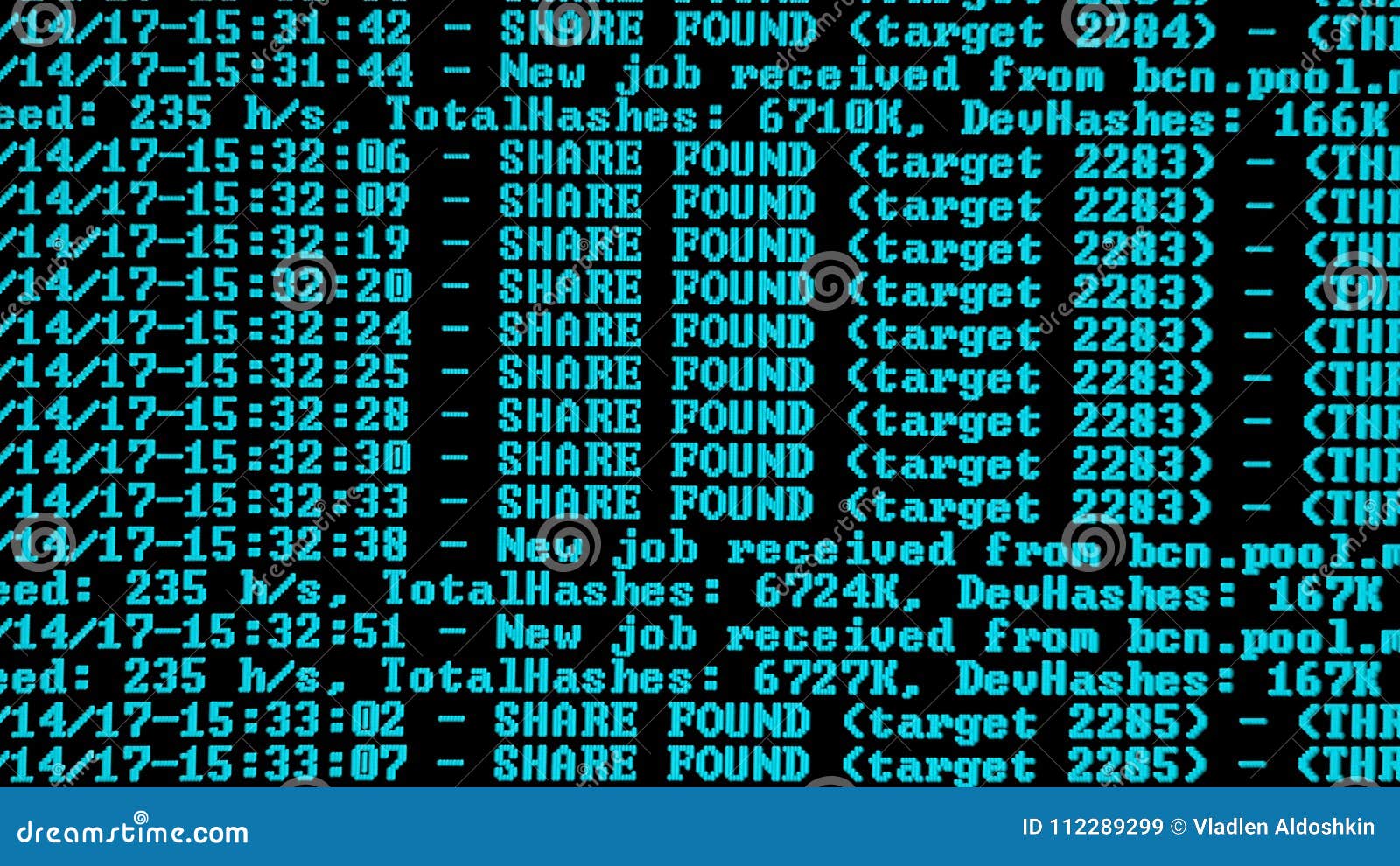 Mining Cryptocurrency Process Program on Display PC. Using Software ...