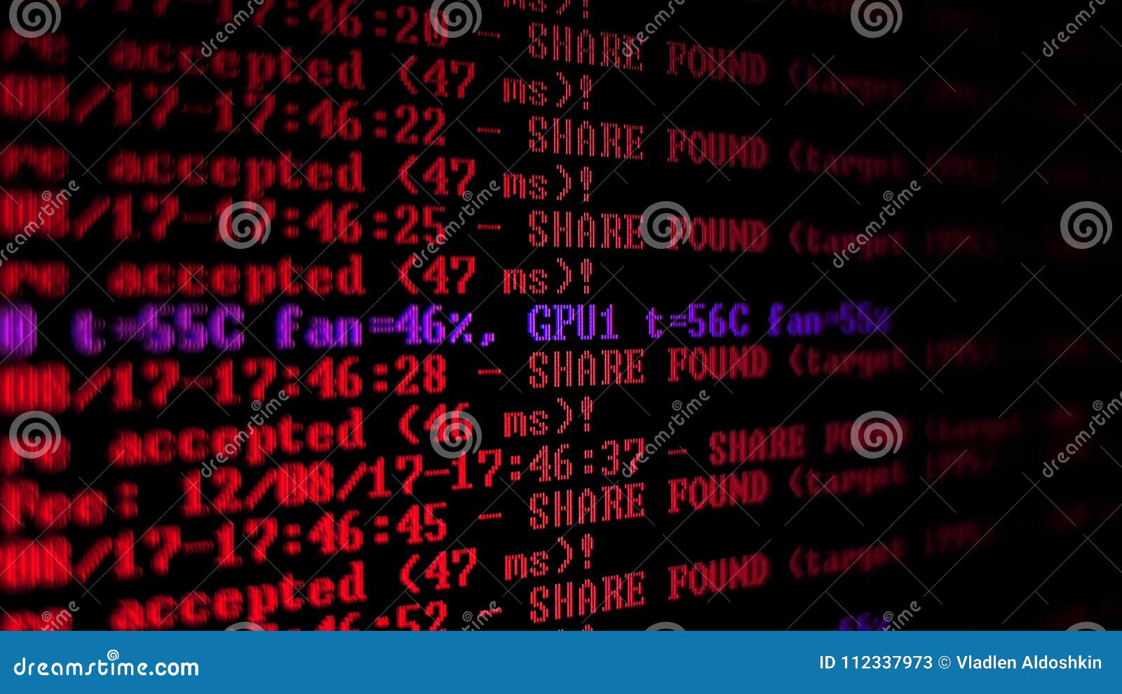 Mining Cryptocurrency Process Program on Display PC. Using Software ...