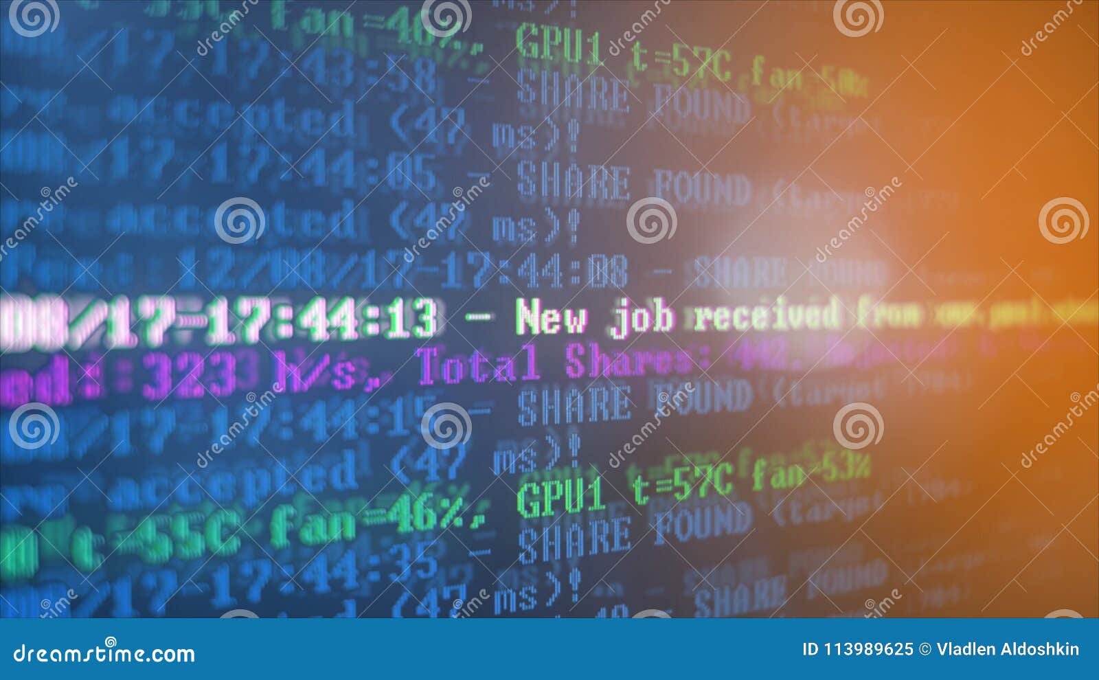 Mining Cryptocurrency Process Program on Display PC. Using Software ...