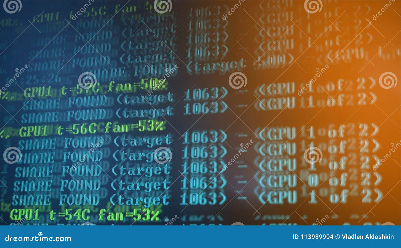 Mining Cryptocurrency Process Program on Display PC. Using Software. Share Found Stock Photo ...