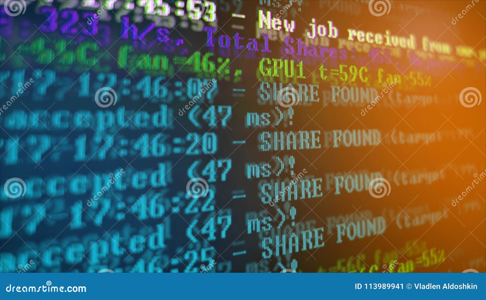 Mining Cryptocurrency Process Program on Display PC. Using Software ...