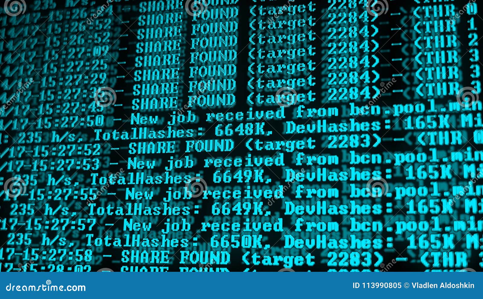 Mining Cryptocurrency Process Program on Display PC. Using Software ...