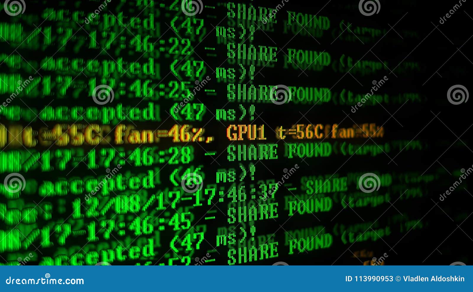 Mining Cryptocurrency Process Program on Display PC. Using Software ...