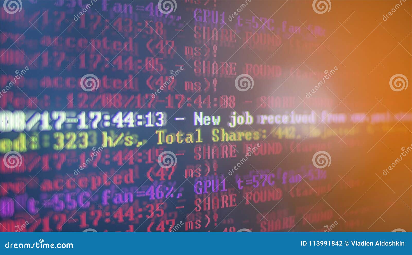 Mining Cryptocurrency Process Program on Display PC. Using Software. Share Found Stock Photo ...