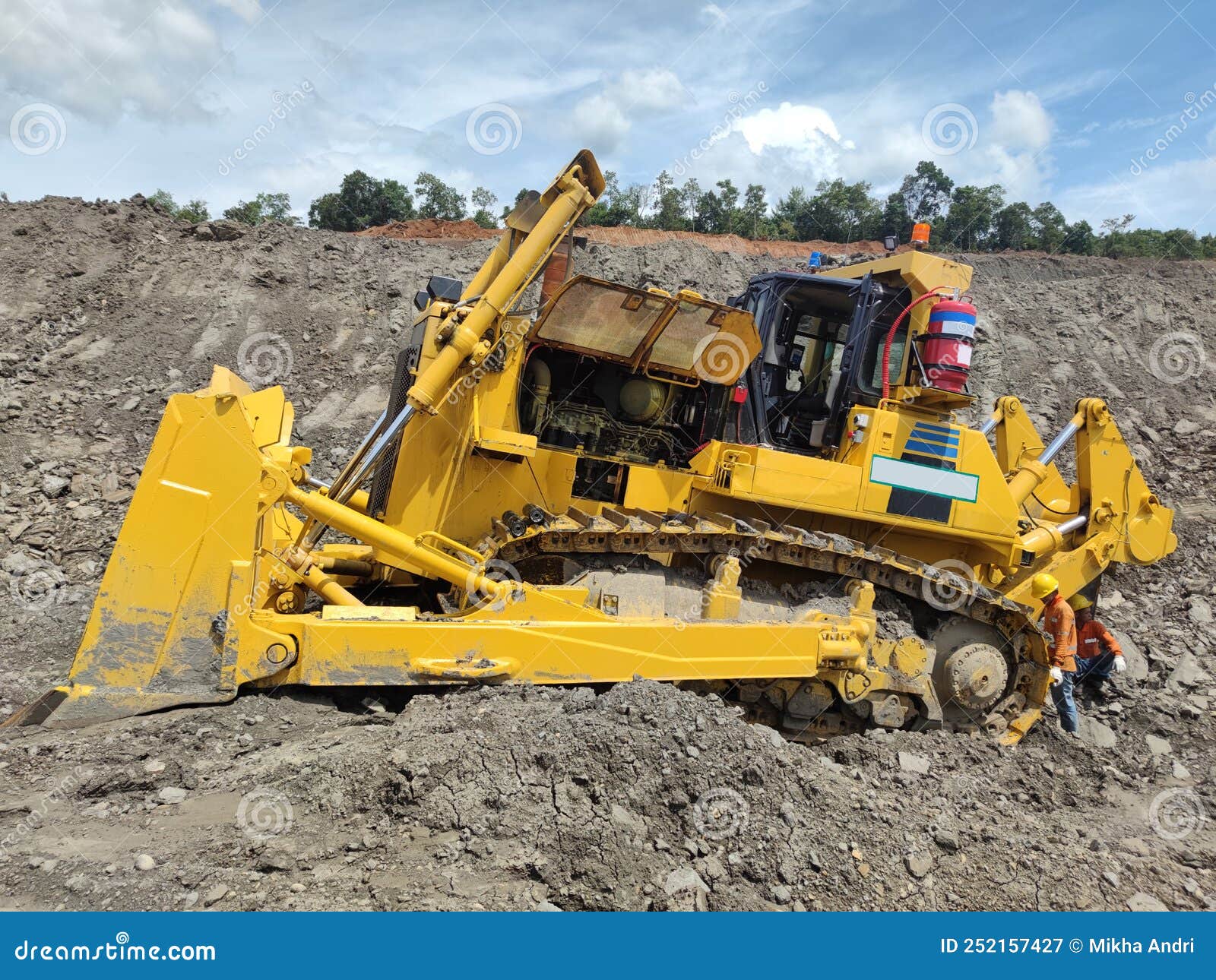Dozer Working At Construction Site. Bulldozer For Land Clearing ...