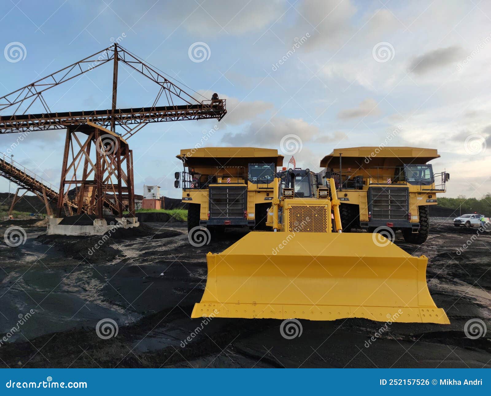 Mining Dozer Working in Coal Mine Stock Photo - Image of excavator ...
