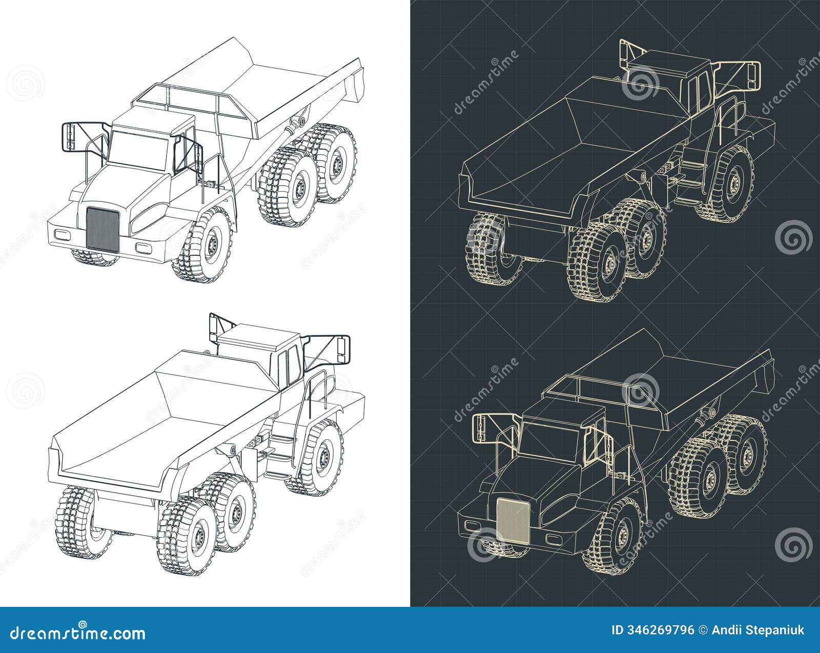 Mining Dump Truck Isometric Blueprints Stock Illustration ...