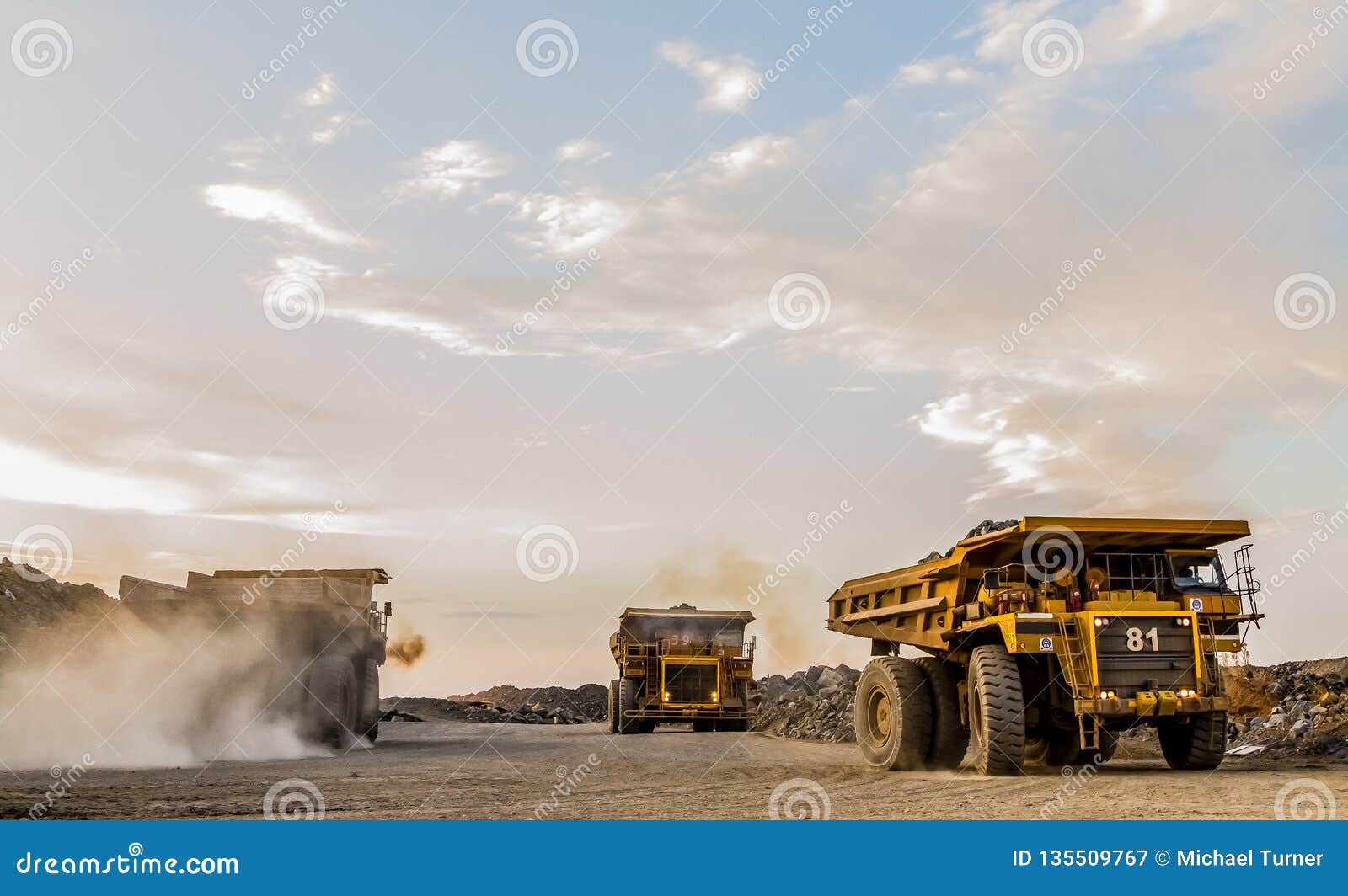 Mining Dump Trucks Transporting Platinum Ore for Processing Stock Image ...