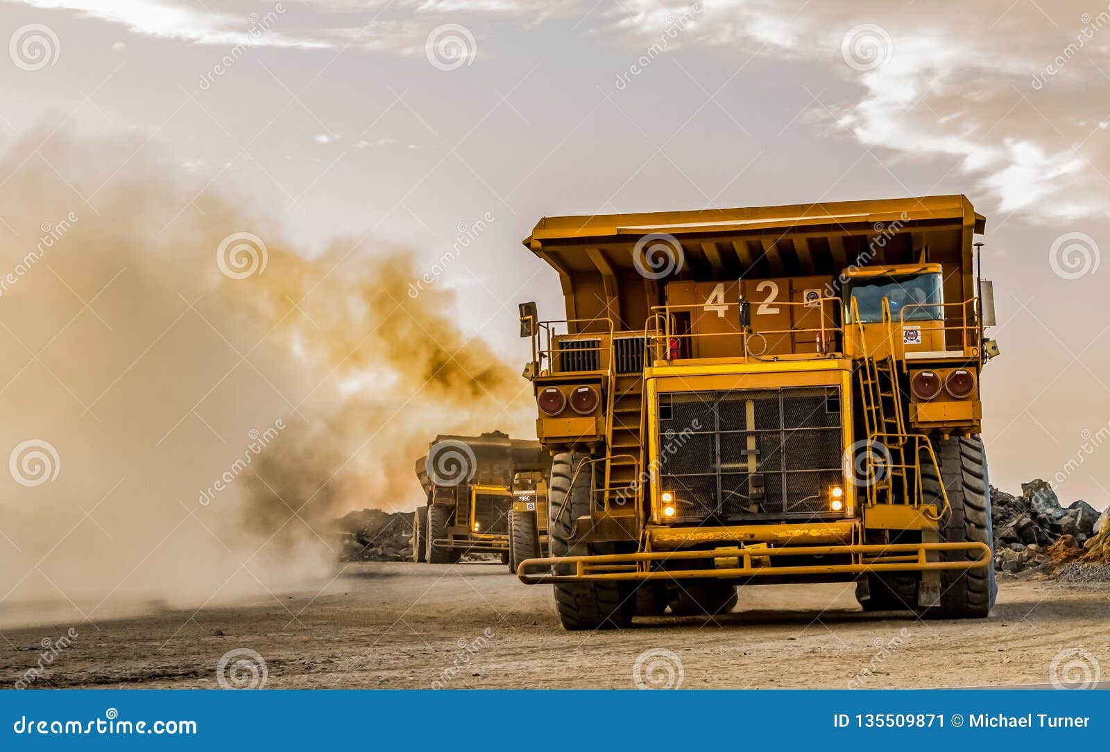 Mining Dump Trucks Transporting Platinum Ore for Processing Stock Image ...
