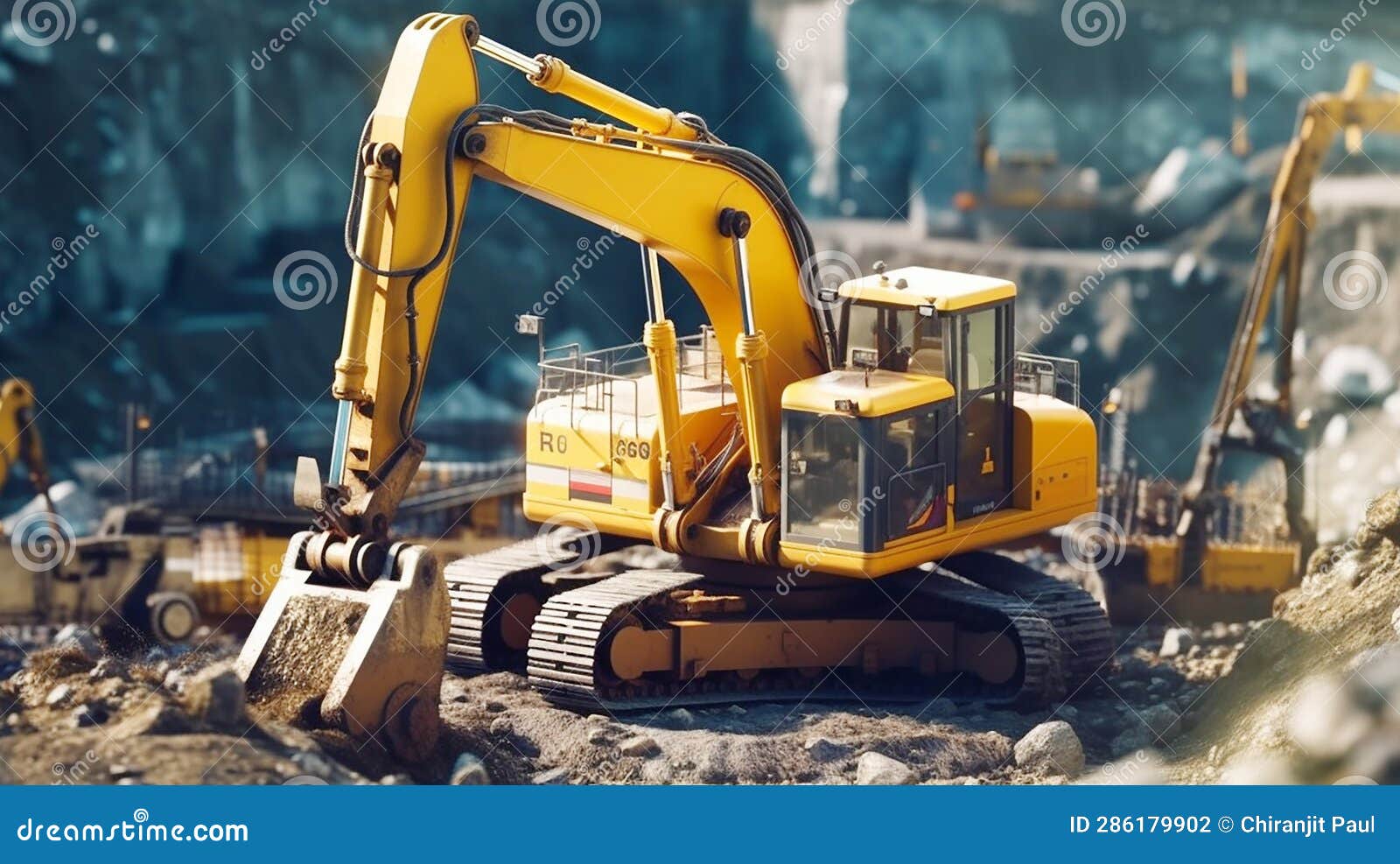 Mining Equipment Digging in the Construction Industry Background Stock ...