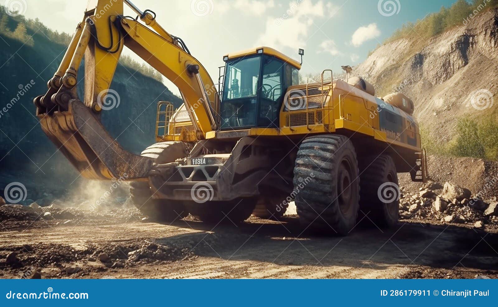 Mining Equipment Digging in the Construction Industry Background Stock ...