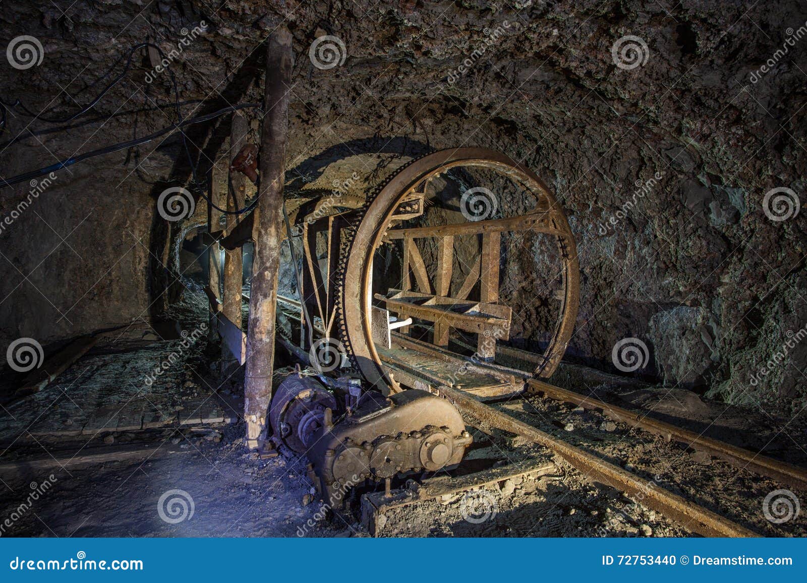 Mining Equipment in Old Mine Stock Photo - Image of material, machinery ...