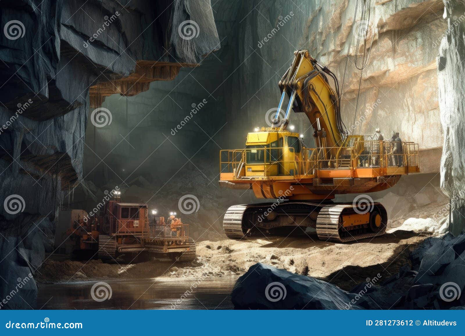Mining Equipment Operating in a Quarry Stock Illustration ...