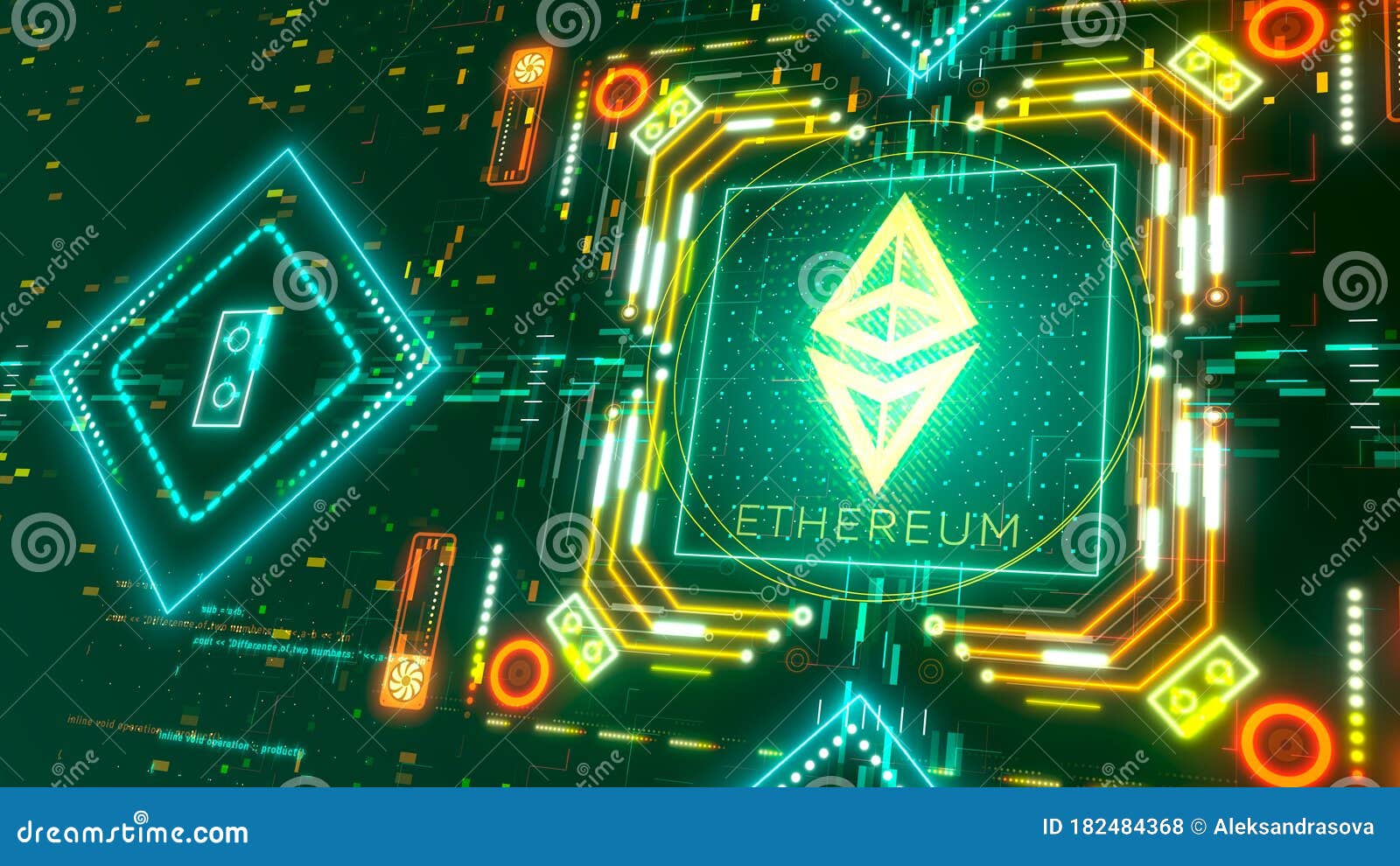 Mining Ether Token Cryptocurrency. Financial and Hi-tech Theme ...