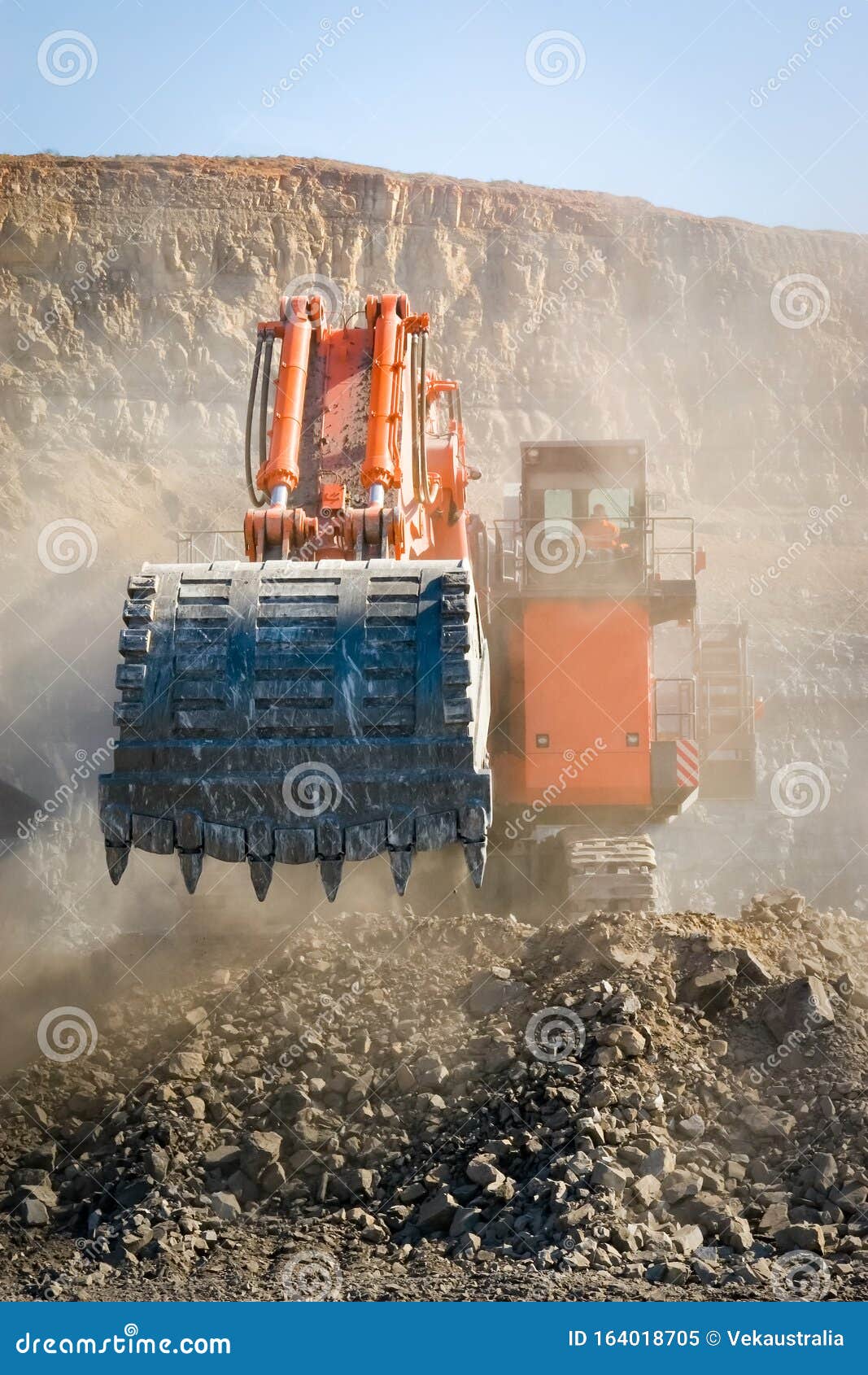 Mining Excavator Backhoe at a Mine Site Stock Image - Image of ...