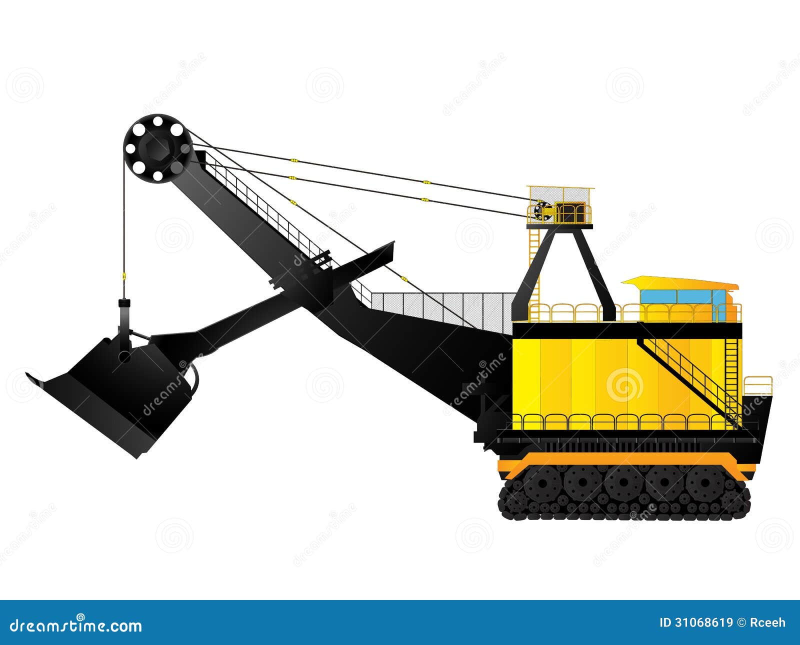 Mining excavator stock vector. Illustration of yellow - 31068619