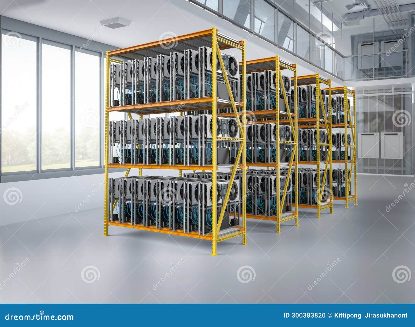 Mining Farm with Graphic Card or Gpu Rack in Warehouse Stock ...