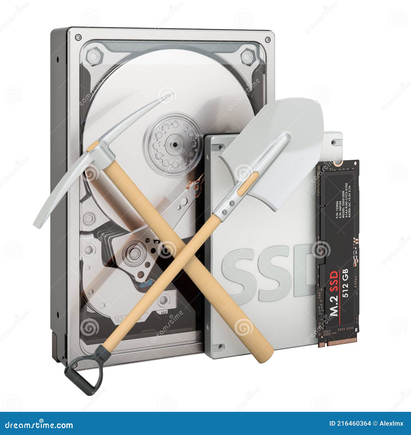 Crossed Spade Or Shovel And Mining Pick Ax Pickaxe Pick-Axe Or Pick ...