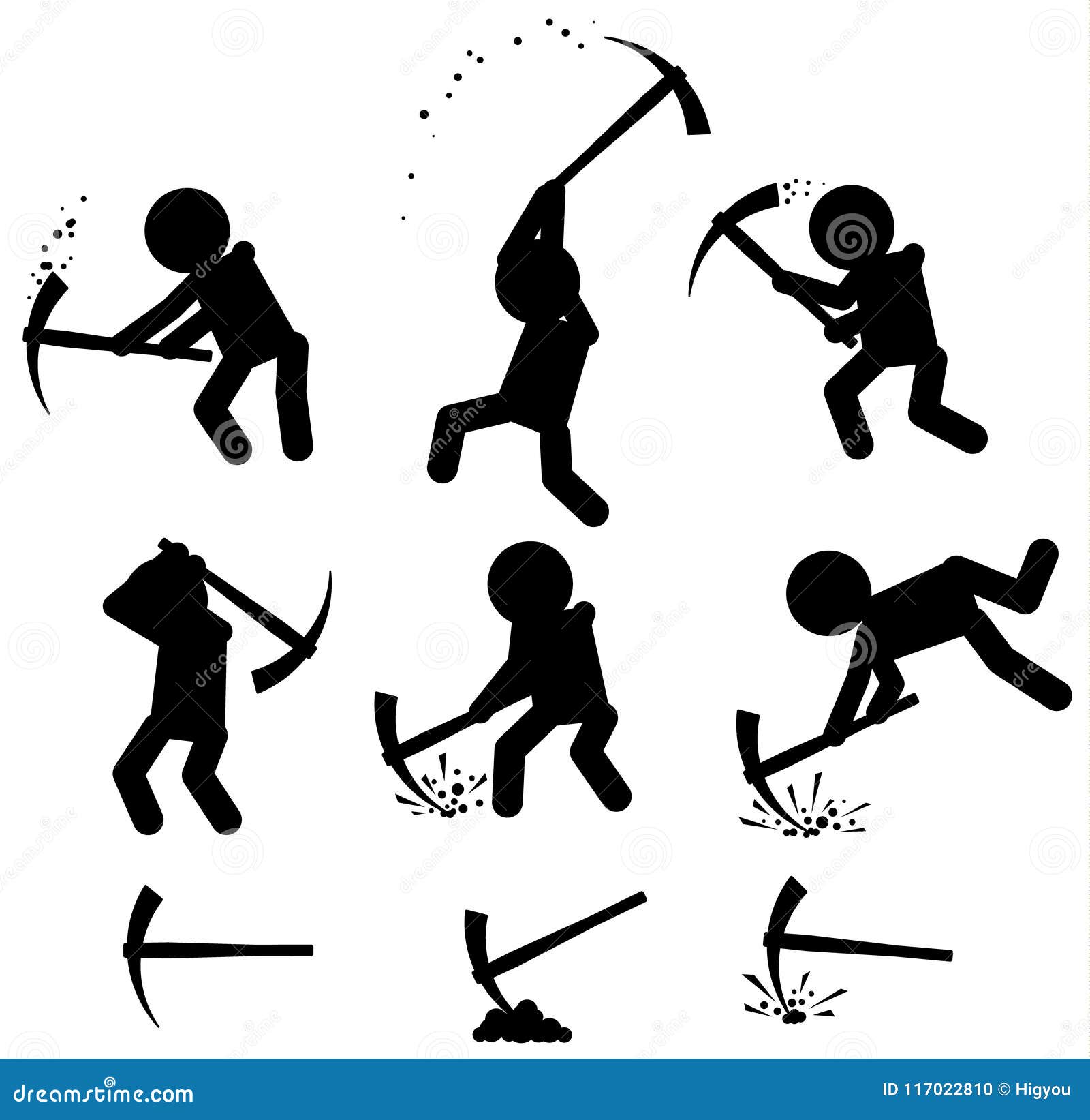 Mining Figure Symbols Set Black Stock Vector - Illustration of poses ...