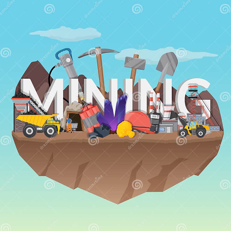 Mining Flat Composition stock vector. Illustration of mallet - 100331309