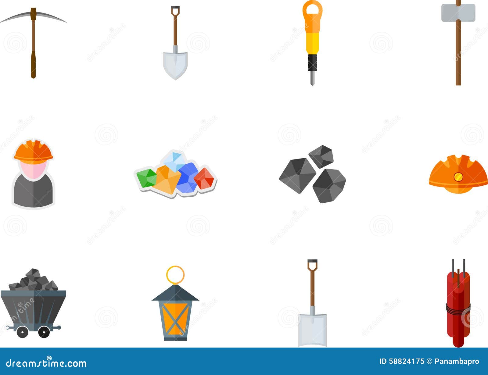 Mining flat icon stock vector. Illustration of jackhammer - 58824175