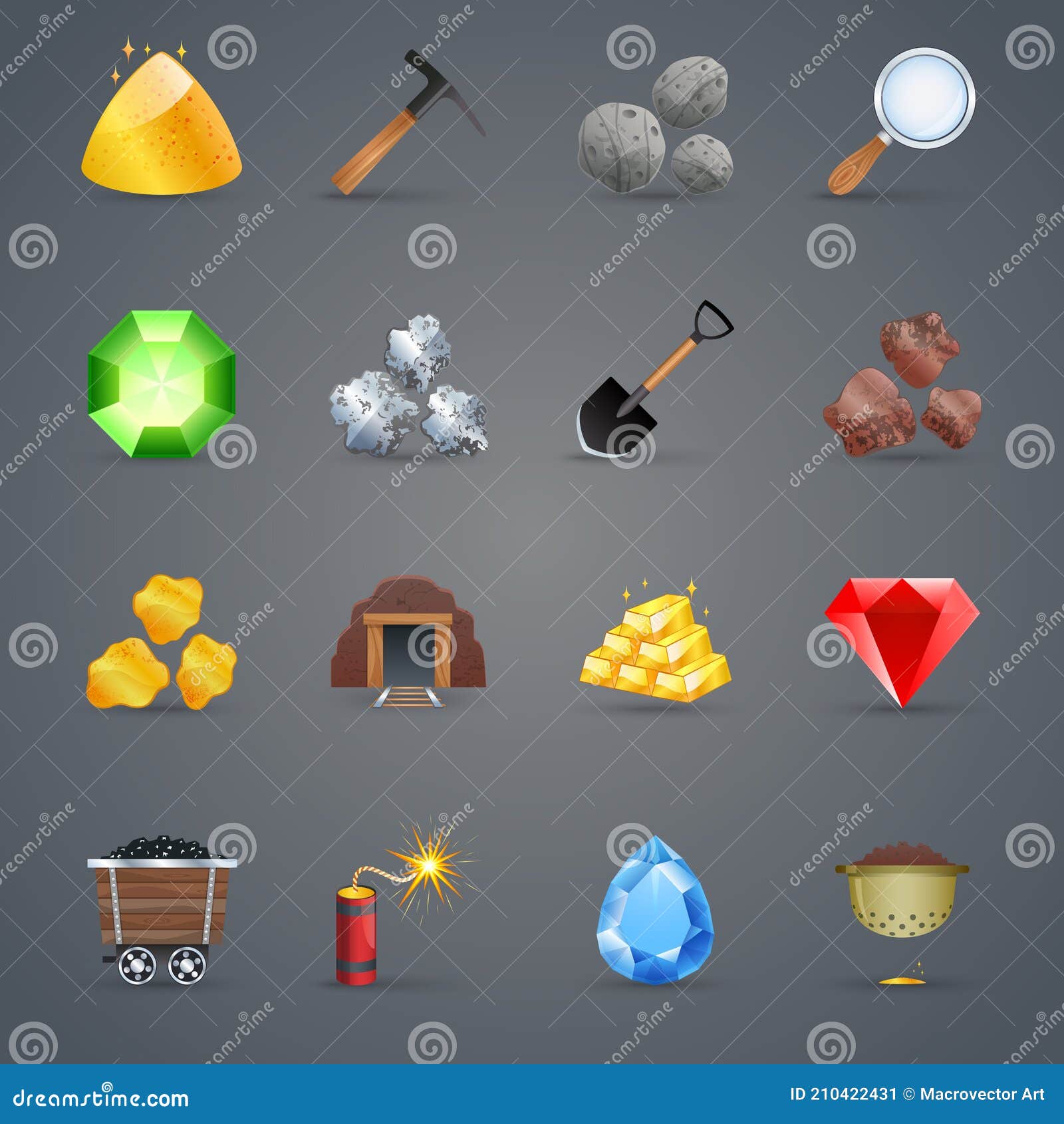 Mining Game Icons stock vector. Illustration of mobile - 210422431