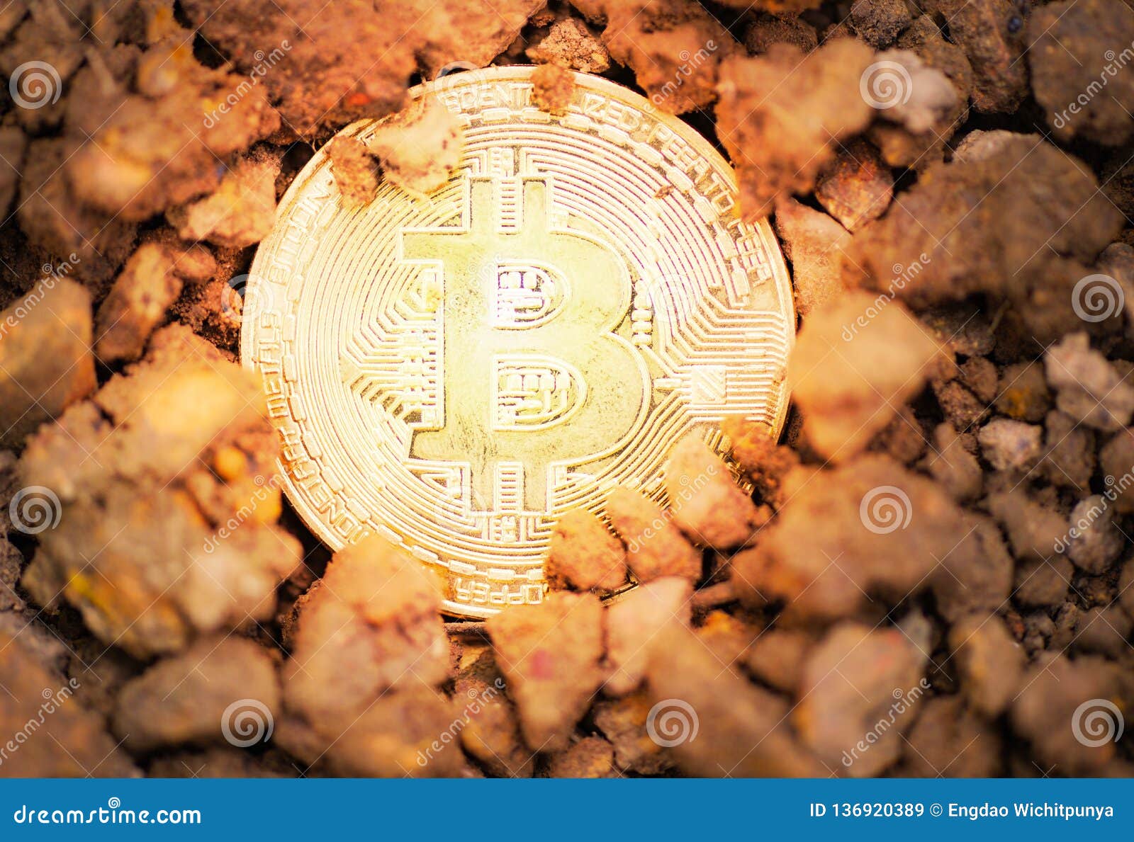 Mining Golden Bitcoins on Ground Soil Deep Virtual Cryptocurrency ...