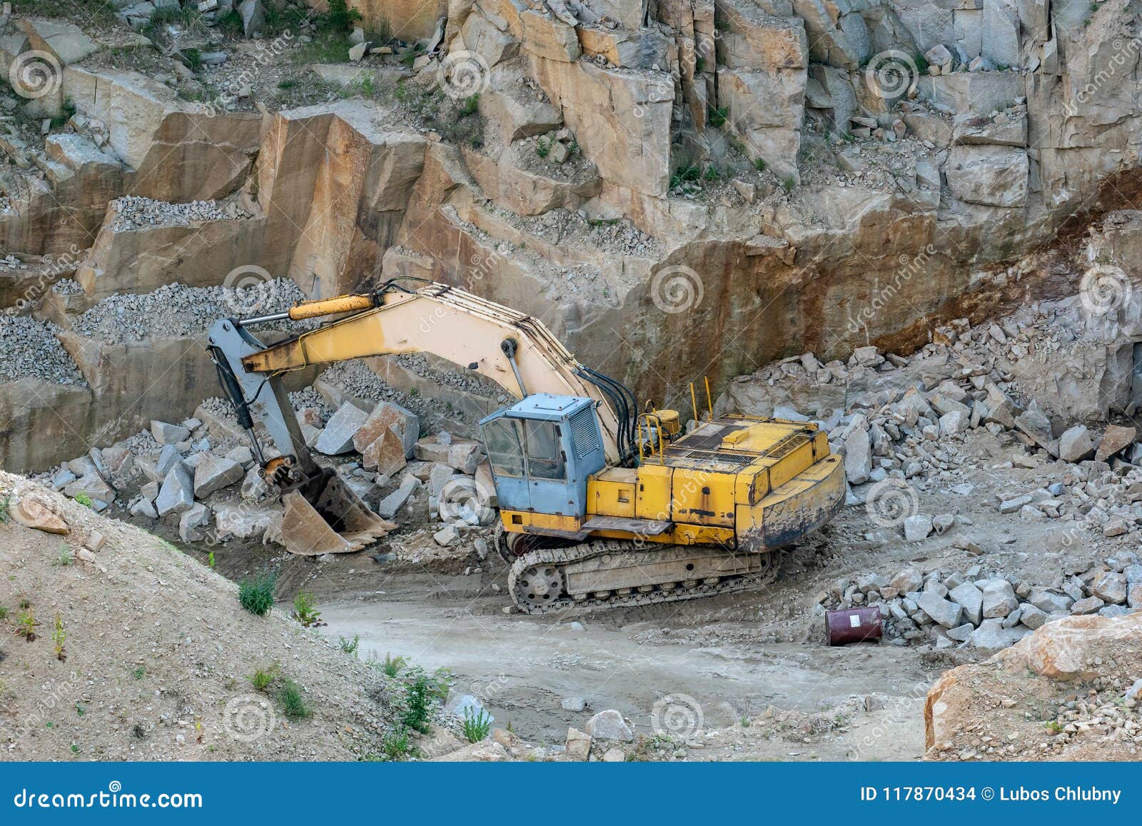Mining in the Granite Quarry. Old Digger Stock Photo - Image of loader ...
