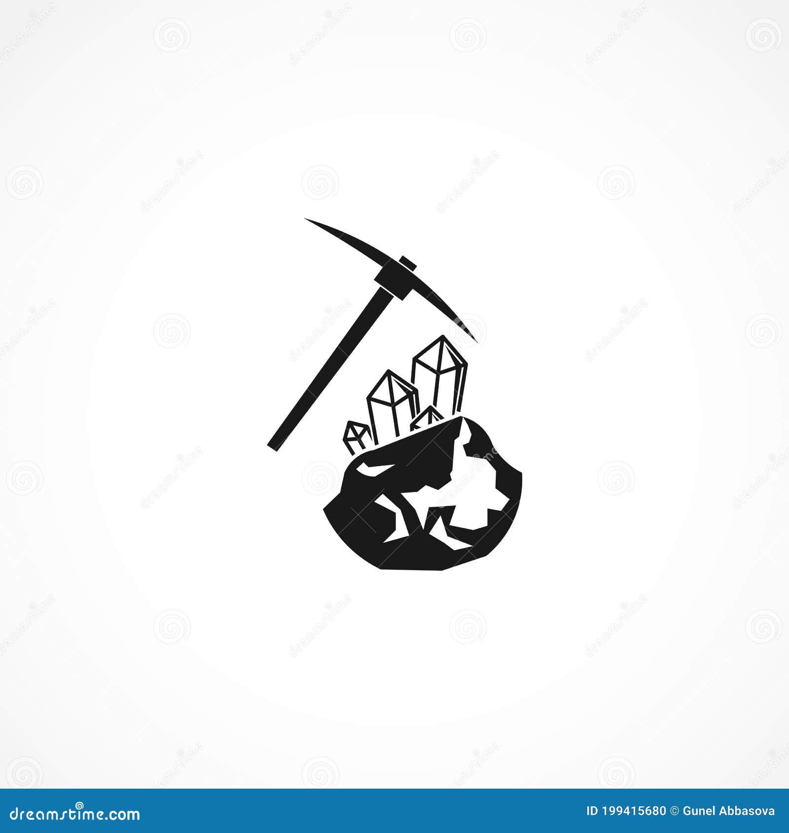 Mining Hammer Icon. Gem Mining Isolated Solid Icon Stock Vector ...