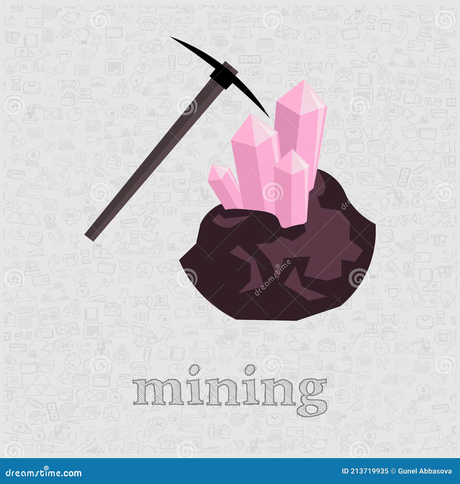 Mining Hammer Isolated Flat Illustration. Mining the Diamonds Design ...