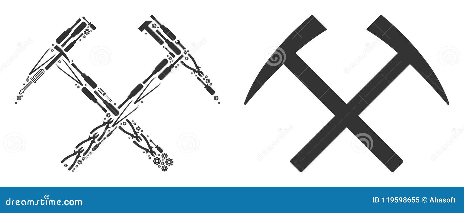 Mining Hammers Collage of Repair Tools Stock Vector - Illustration of ...