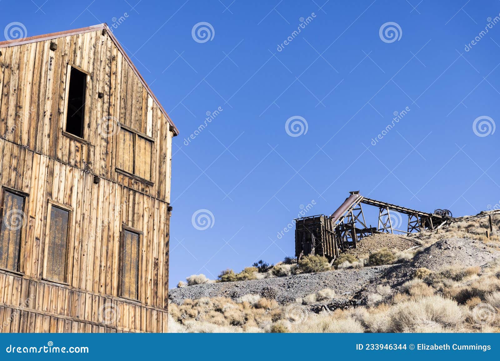 Mining Head Frame and Large Wood Building Stock Photo - Image of ...