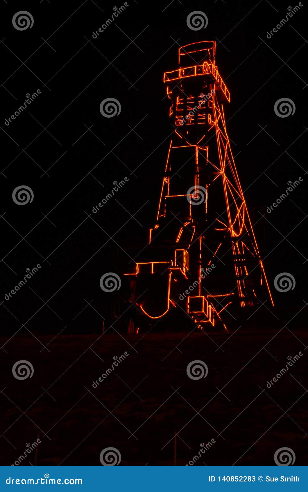 Mining Headframe Lit Up stock image. Image of gallus - 140852283