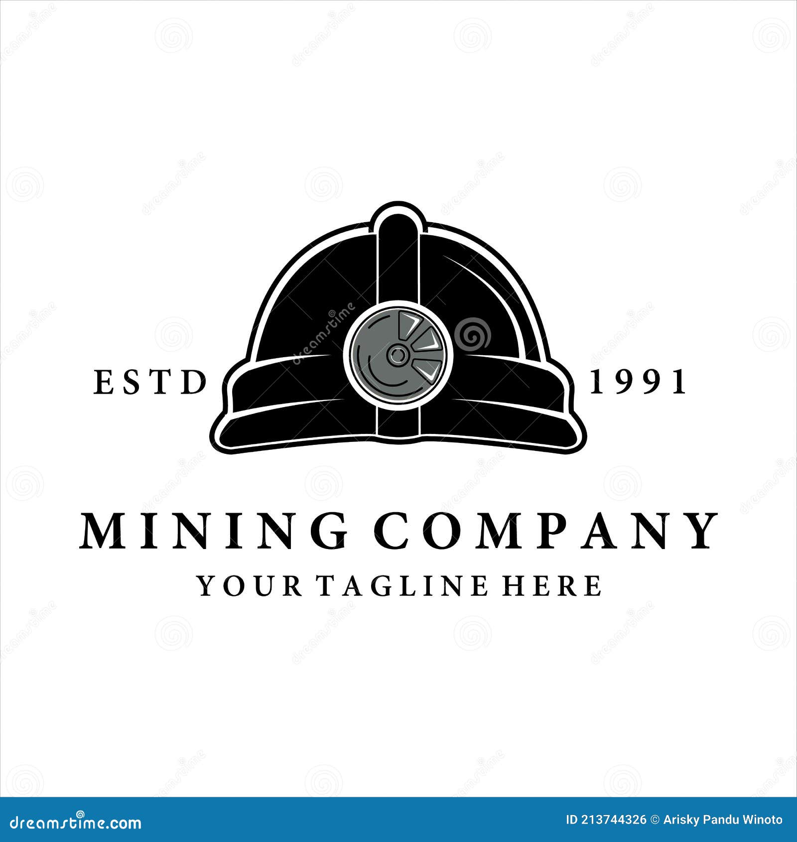Mining Helmet Logo Vector Vintage Illustration Design. Mining Equipment ...