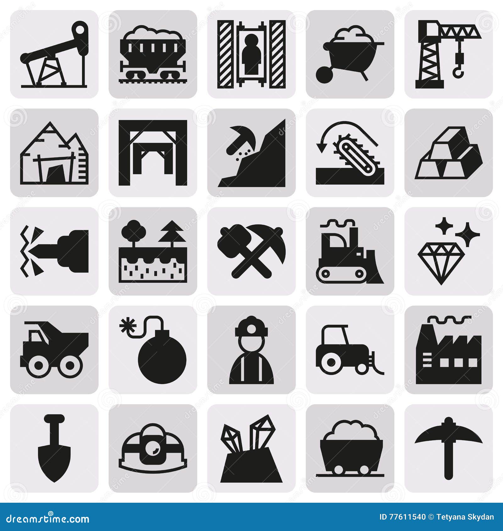 Mining Icon Collection for Web, App Stock Illustration - Illustration ...