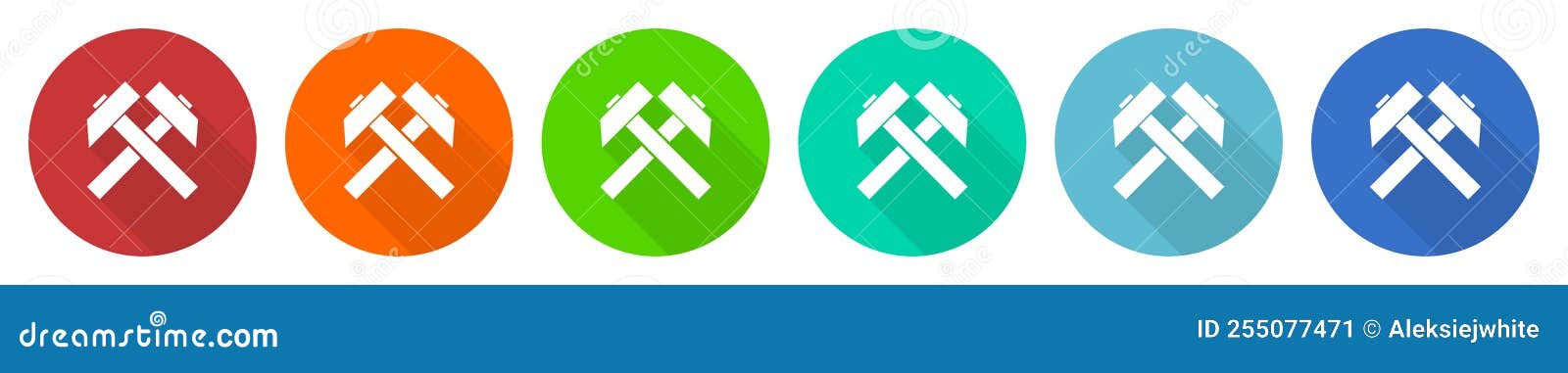 Mining Icon Set, Flat Design Vector Illustration in 6 Colors Options ...