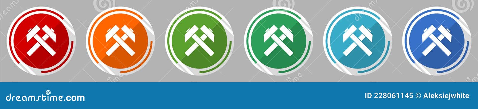 Mining Icon Set, Vector Illustration in 6 Colors Options for Webdesign ...