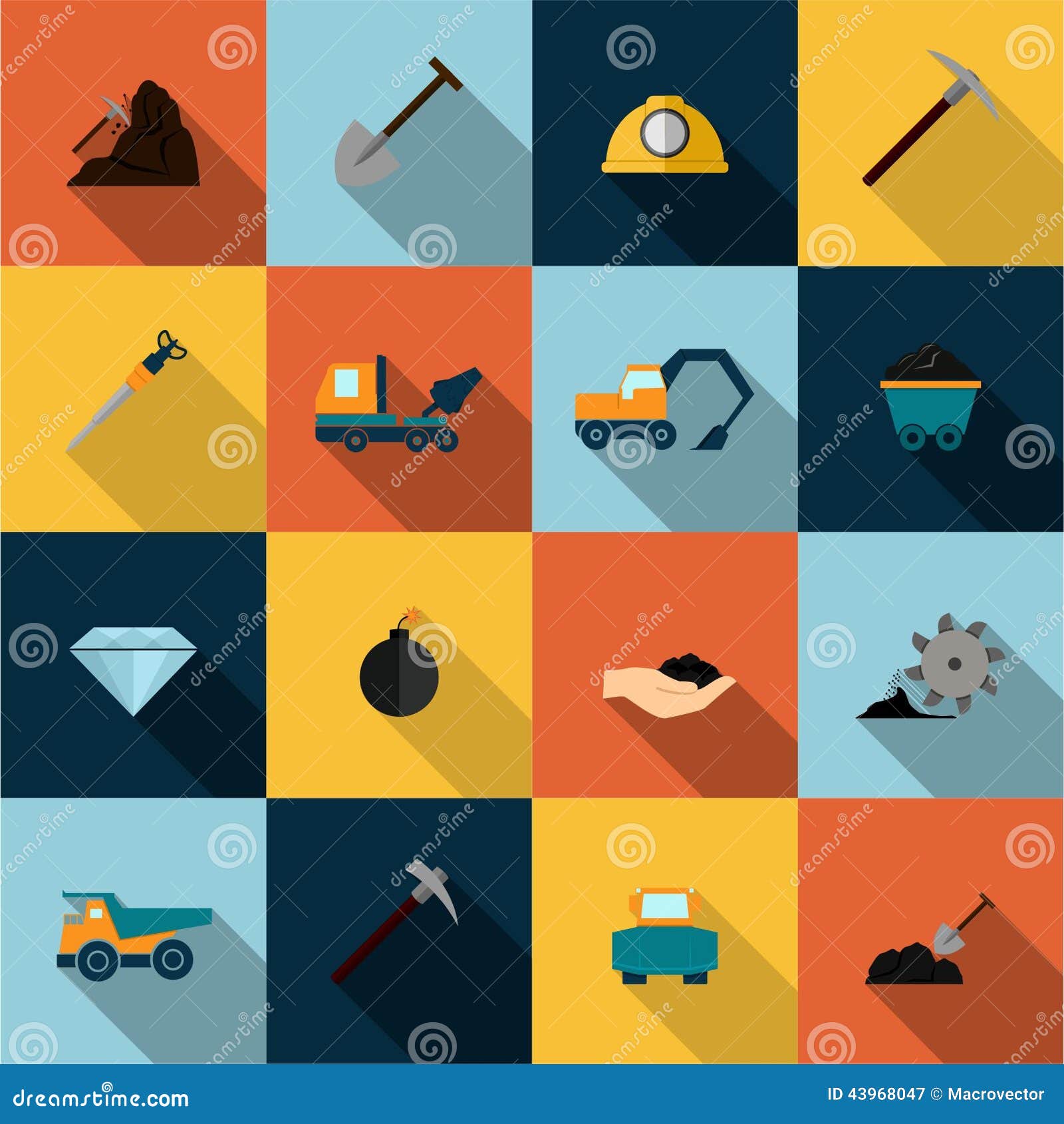 Mining Icons Set Flat stock vector. Illustration of gold - 43968047