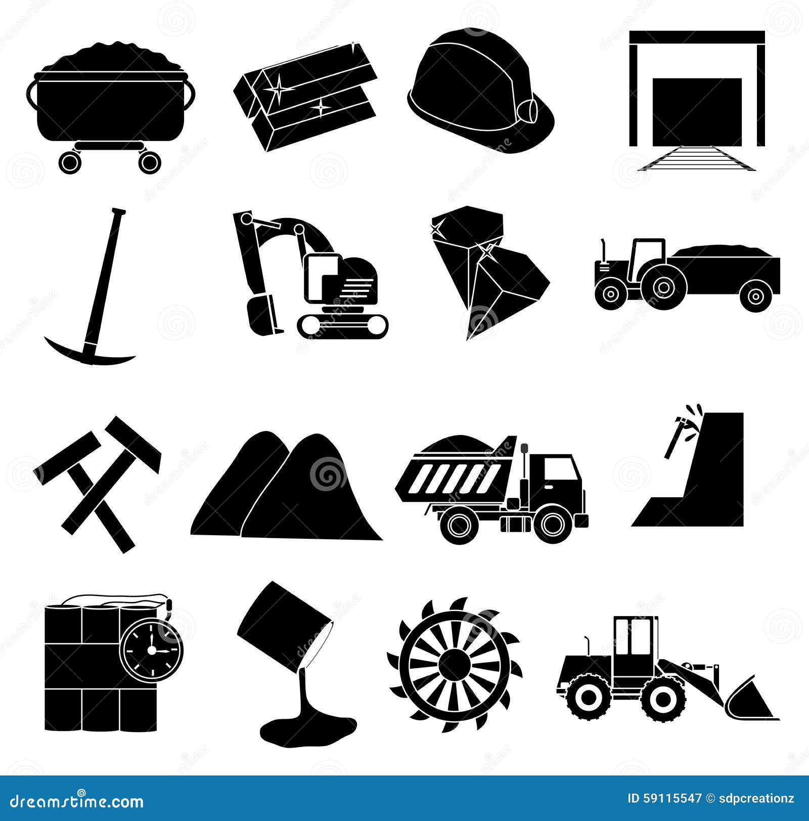 Mining icons set stock vector. Illustration of surface - 59115547