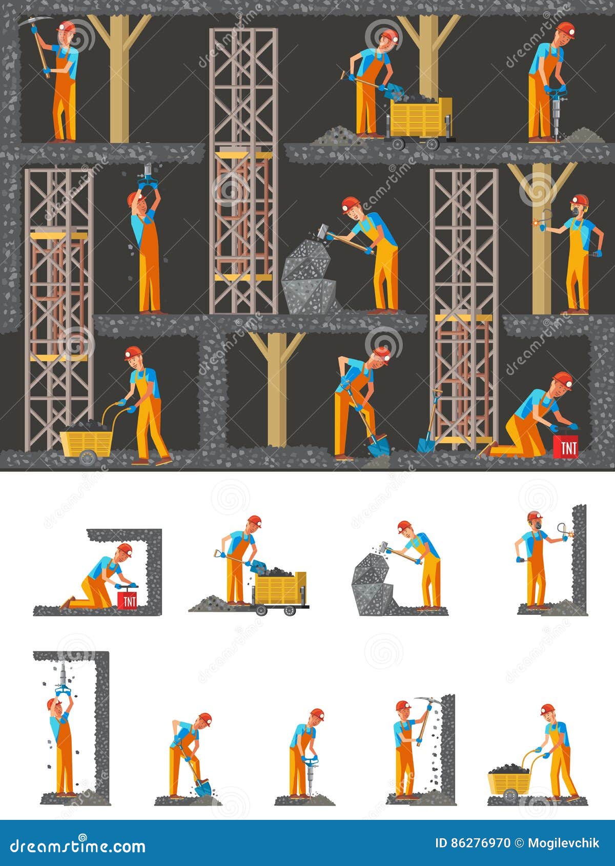 Mining Industry Flat Composition Stock Vector - Illustration of ...