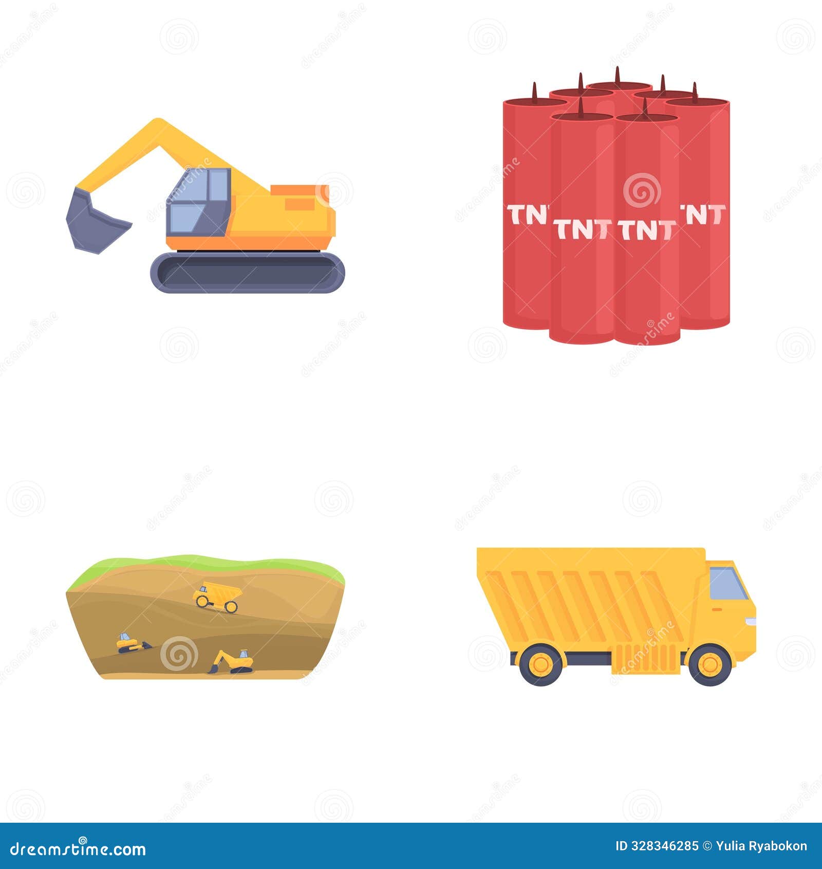 Mining Industry Icons Set Cartoon Vector. Machine of Quarry Mining Work ... Mining Industry Icons Set Cartoon Vector. Machine of Quarry Mining Work ...