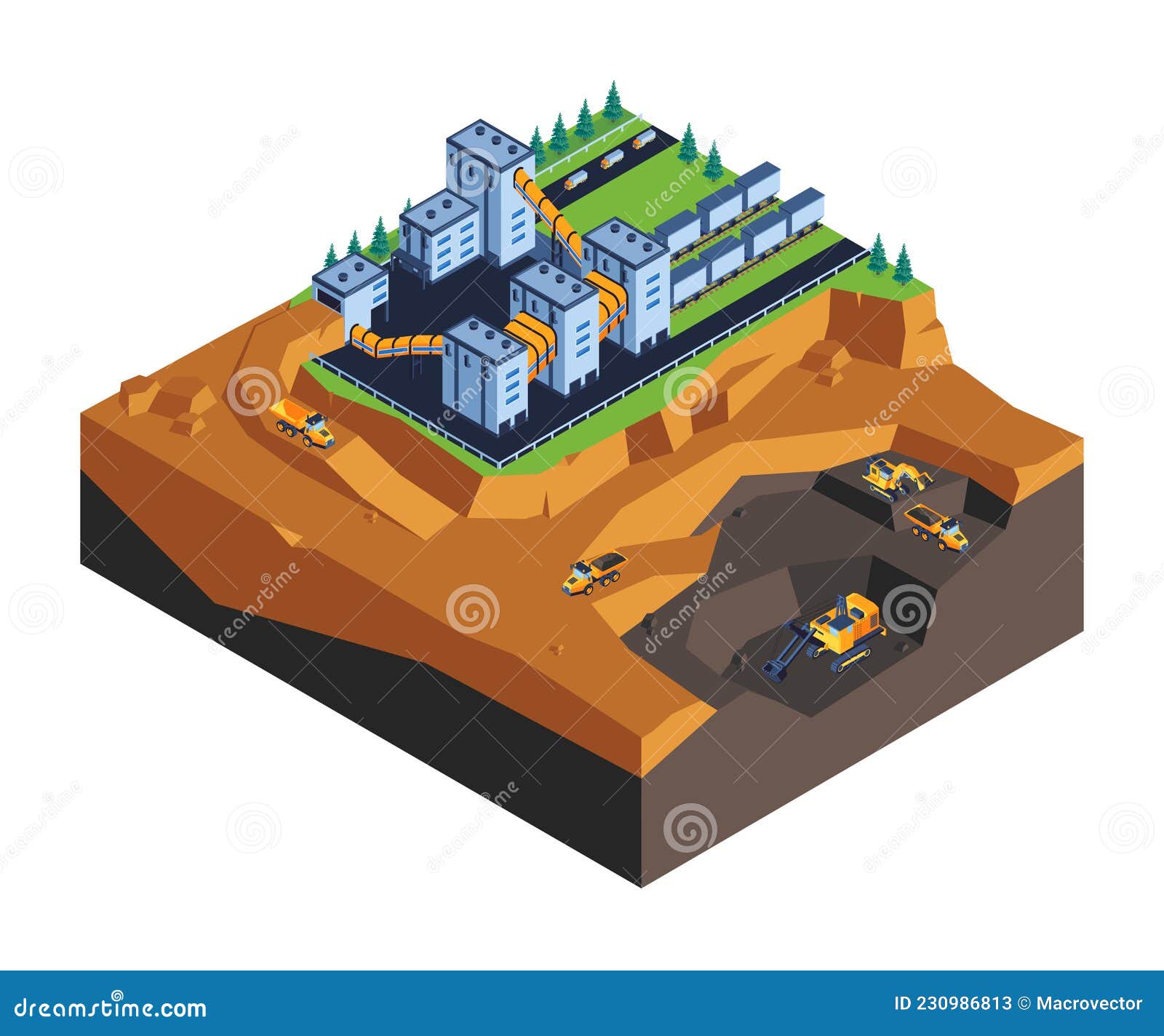 Mining Industry Isometric Composition Stock Vector - Illustration of ...