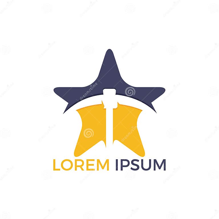 Pickaxe and Star Mining Logo Design. Stock Illustration - Illustration ...