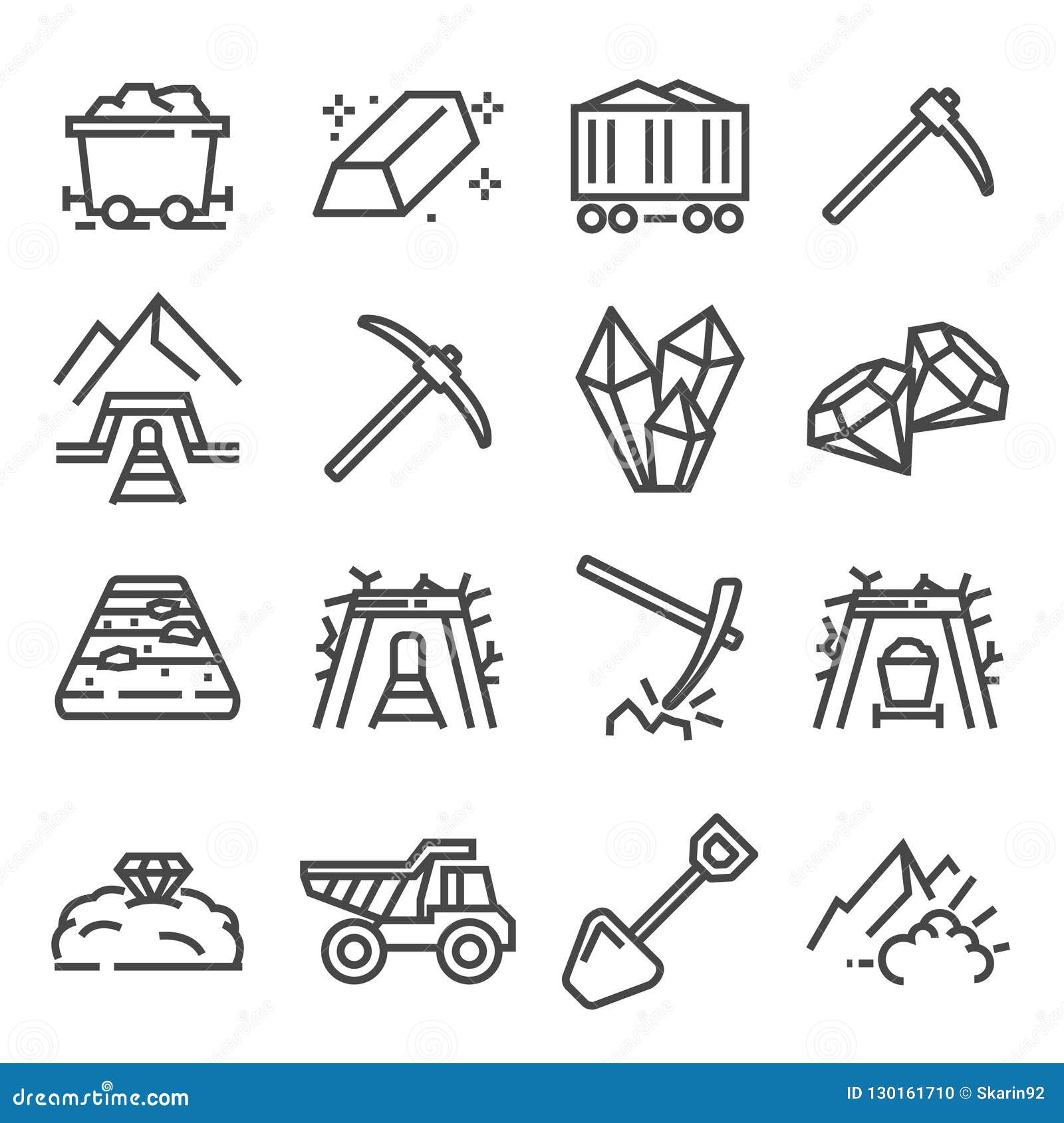 Mining Industry. Outline Icons. Extraction of Minerals from the Earth ...