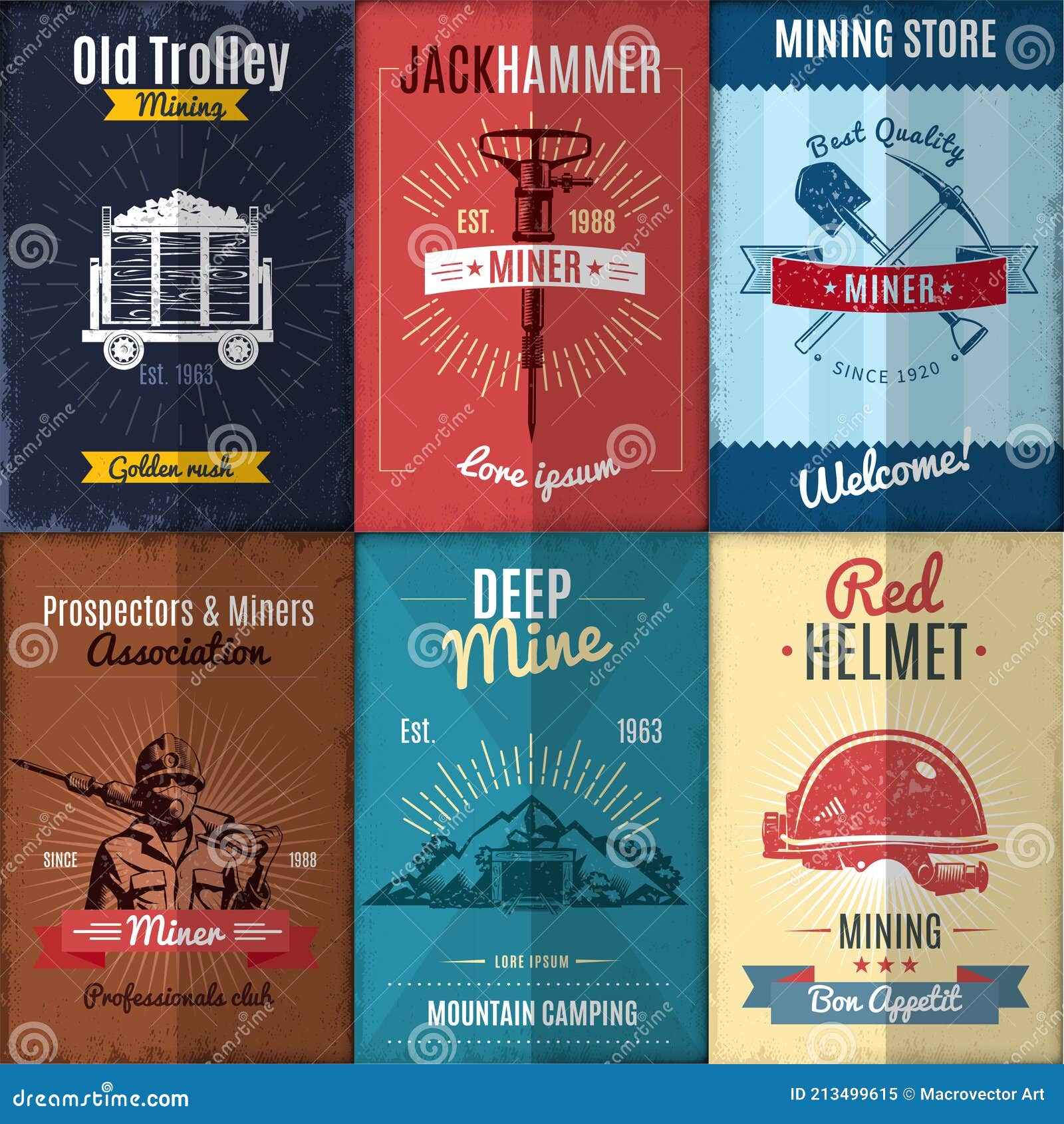 Mining Industry Posters Collection Stock Vector - Illustration of print ...
