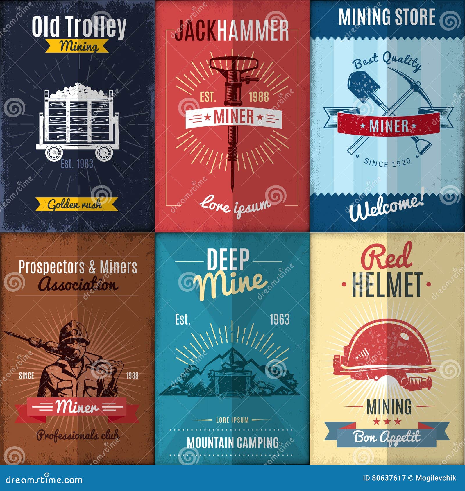 Mining Industry Posters Collection Stock Vector - Illustration of heavy ...