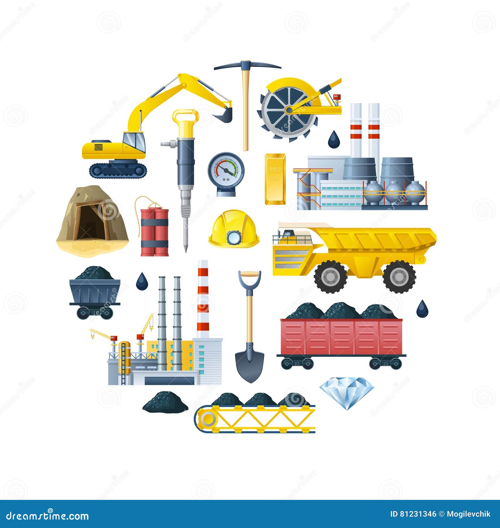 Mining Industry Round Composition Stock Vector - Illustration of ...