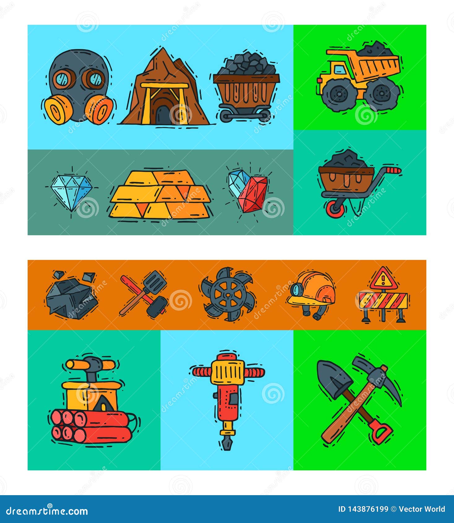 Mining Industry Vector Illustration. Profession and Occupation of Miner ...