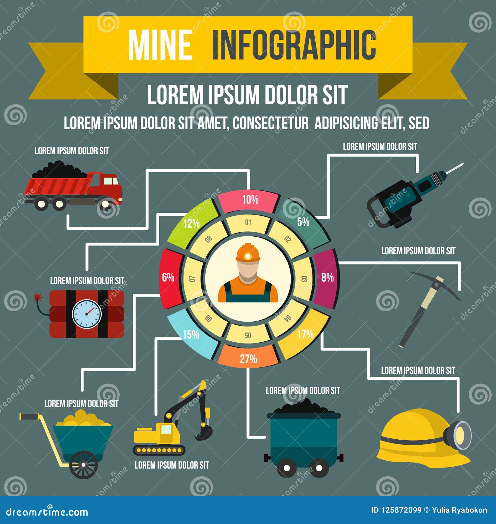 Mining Infographic, Flat Style Stock Illustration - Illustration of ...