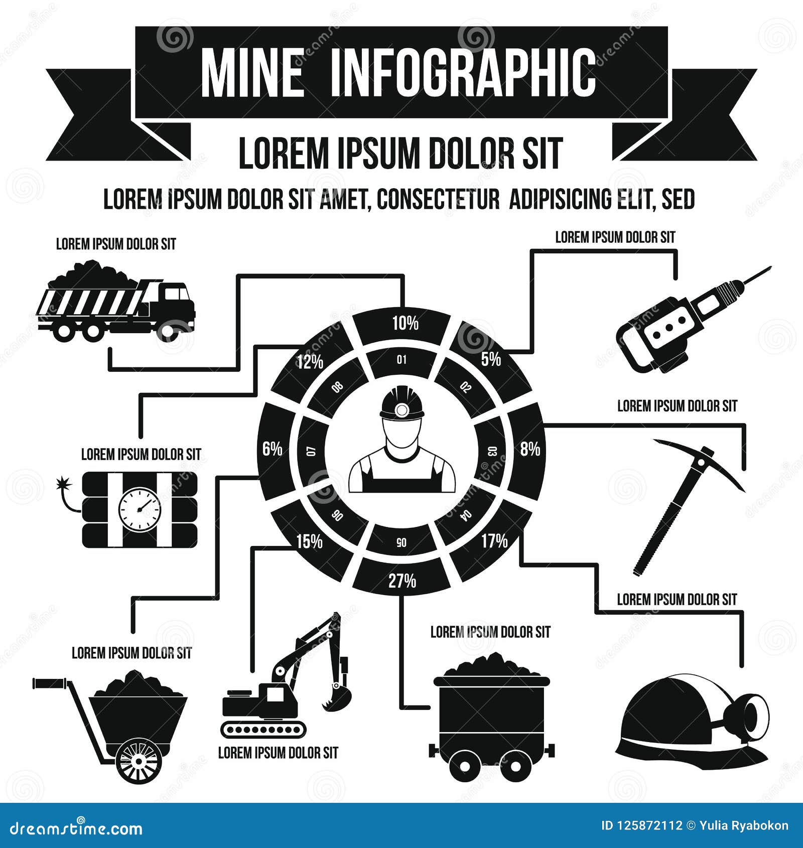 Mining Infographic, Simple Style Stock Illustration - Illustration of ...